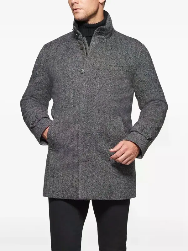 NORWEGIAN WOOL Virgin Wool-cashmere Blend Herringbone Coat