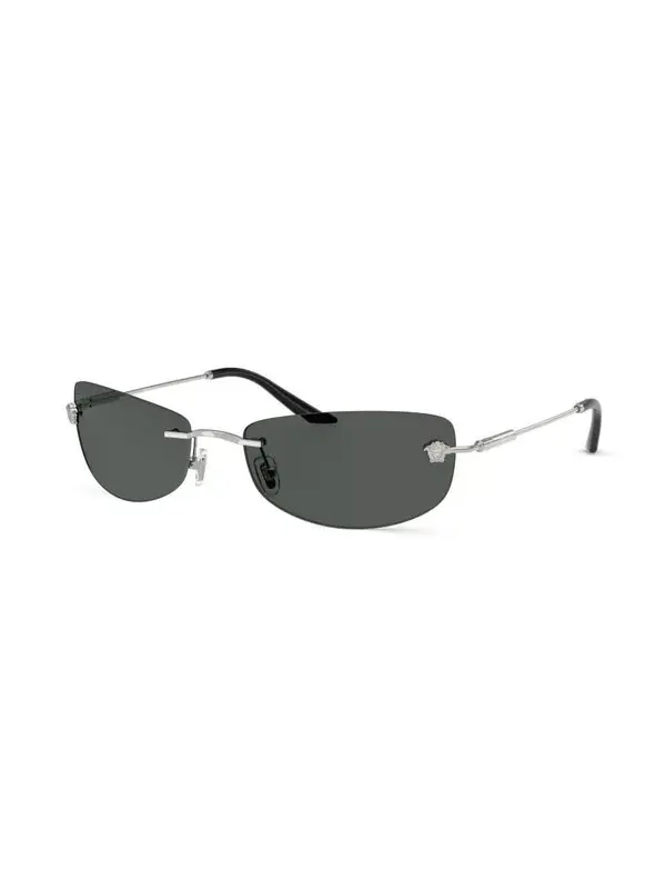 Versace Rimless Rectangle Frame Sunglasses - Silver