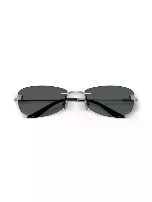 Versace Rimless Rectangle Frame Sunglasses - Silver