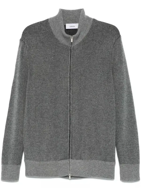 LARDINI Ribbed Virgin Wool Blend Cardigan