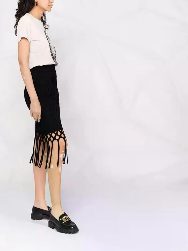 Pinko Macramé Fringed Skirt