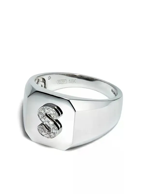 Shay 18k White Gold S-initial Diamond Ring - Silver