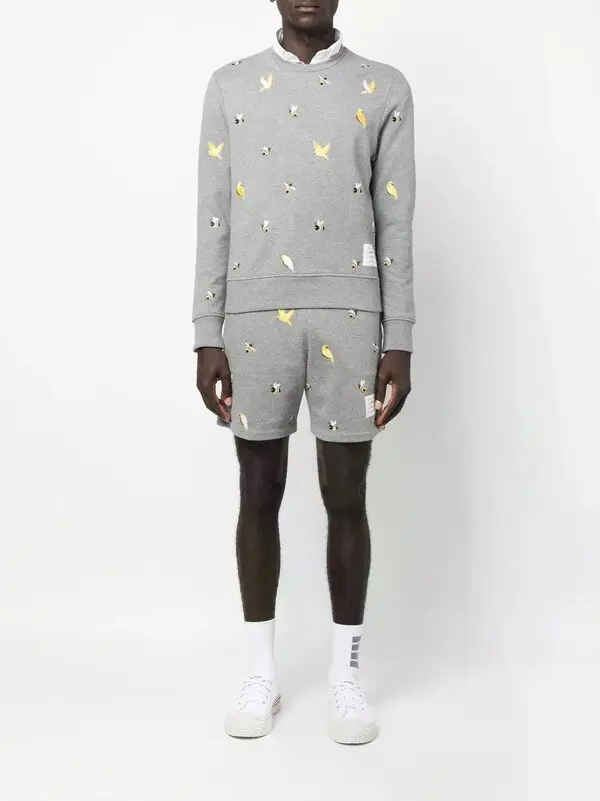 Thom Browne Embroidered Bird And Bee Motif Sweatshirt