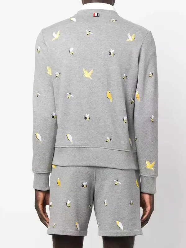 Thom Browne Embroidered Bird And Bee Motif Sweatshirt