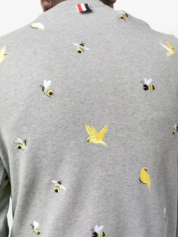 Thom Browne Embroidered Bird And Bee Motif Sweatshirt