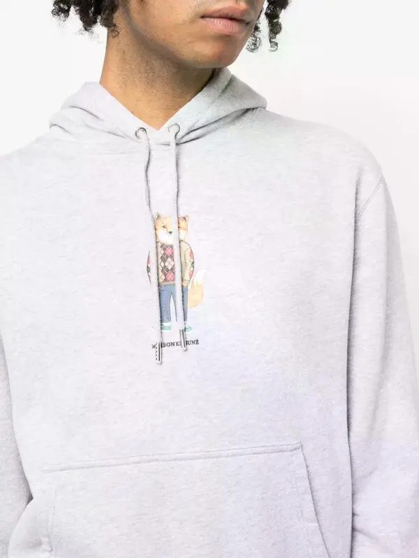 Maison Kitsuné Fox-print Mélange-jersey Hoodie