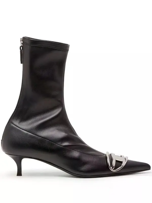 DIESEL® D-venus Leather Kitten Heel Boots