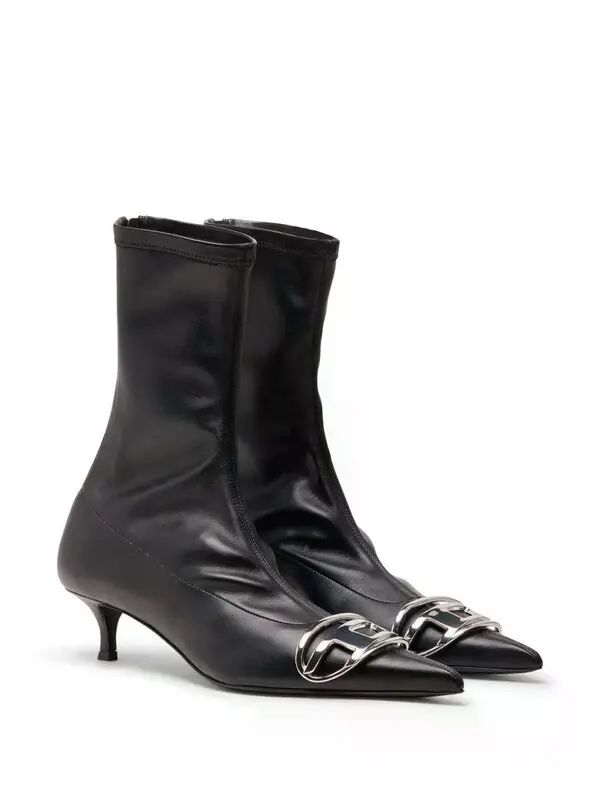 DIESEL® D-venus Leather Kitten Heel Boots