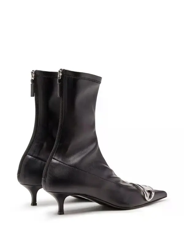 DIESEL® D-venus Leather Kitten Heel Boots