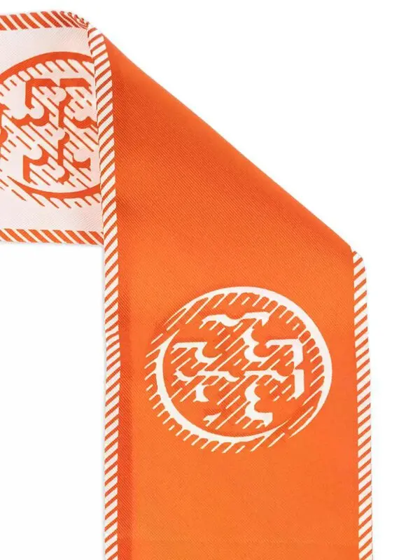 Tory Burch Printed Silk Neck Scarf - Orange