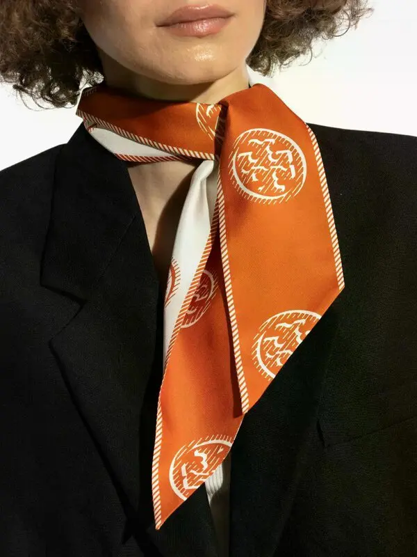 Tory Burch Printed Silk Neck Scarf - Orange
