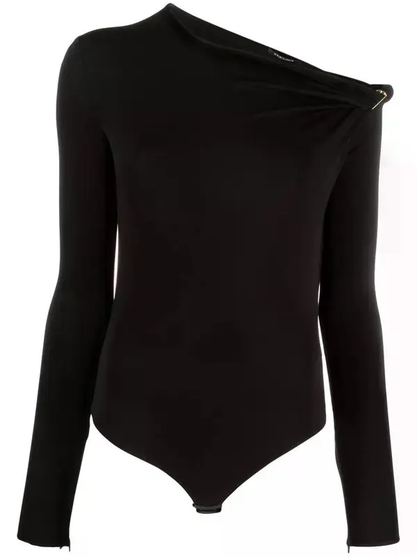 Versace Off-shoulder Long-sleeve Bodysuit