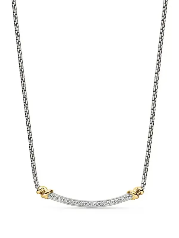 David Yurman Sterling And Diamond Petite Helena Wrap Station Necklace - Silver