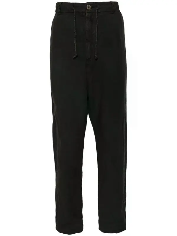 POÈME BOHÉMIEN Linen Straight Trousers - Grey