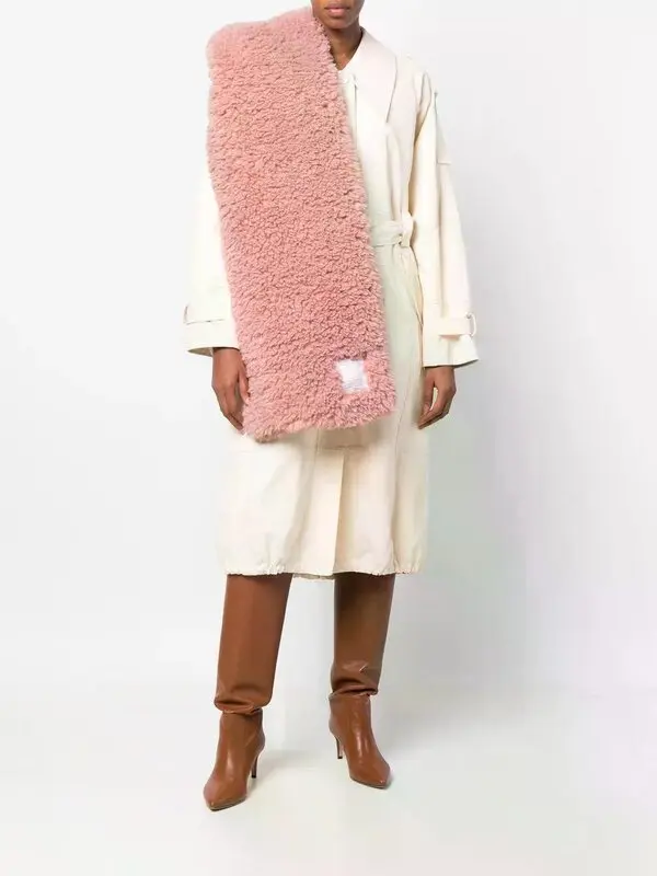 Rokh Faux-fur Logo-patch Scarf - Pink
