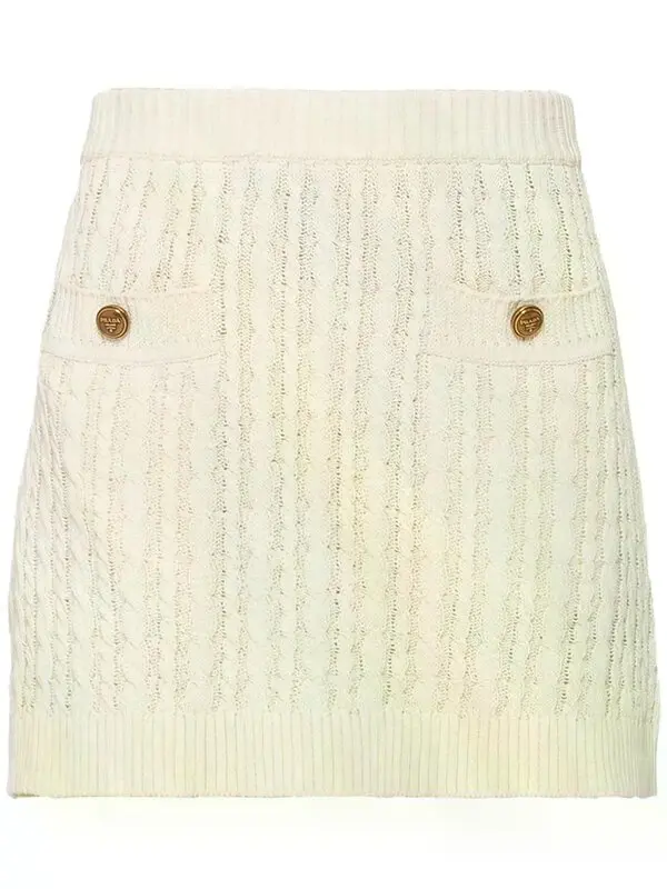 Prada Cable Knit Cotton Mini Skirt