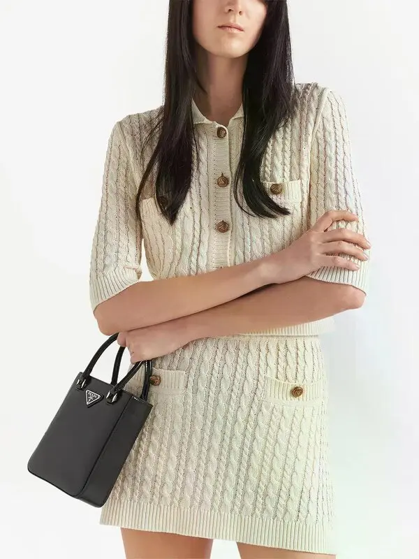 Prada Cable Knit Cotton Mini Skirt