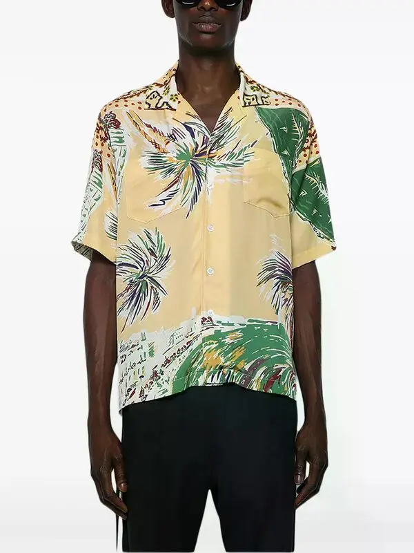 Rhude Palm-print Silk Shirt