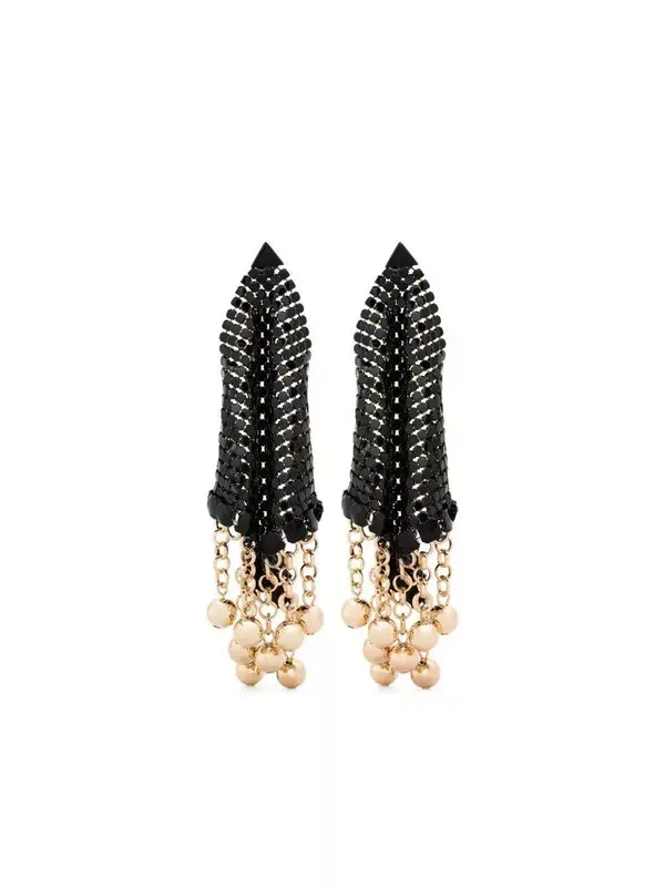 Rabanne Draped Chainmail Drop Earrings - Black