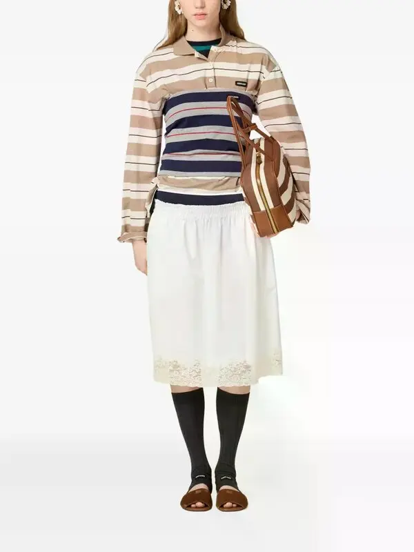Miu Miu Striped Cotton Jersey Polo Shirt