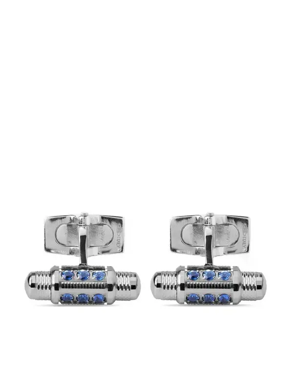 OFFICINA BERNARDI 18kt White Gold Sapphire And Diamond Cufflinks - Silver