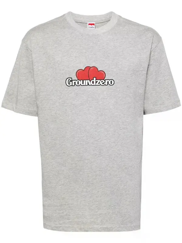 GROUND ZERO Logo-print Cotton T-shirt - Grey