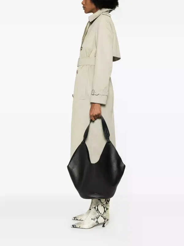 Khaite Medium Lotus Leather Tote Bag - Black