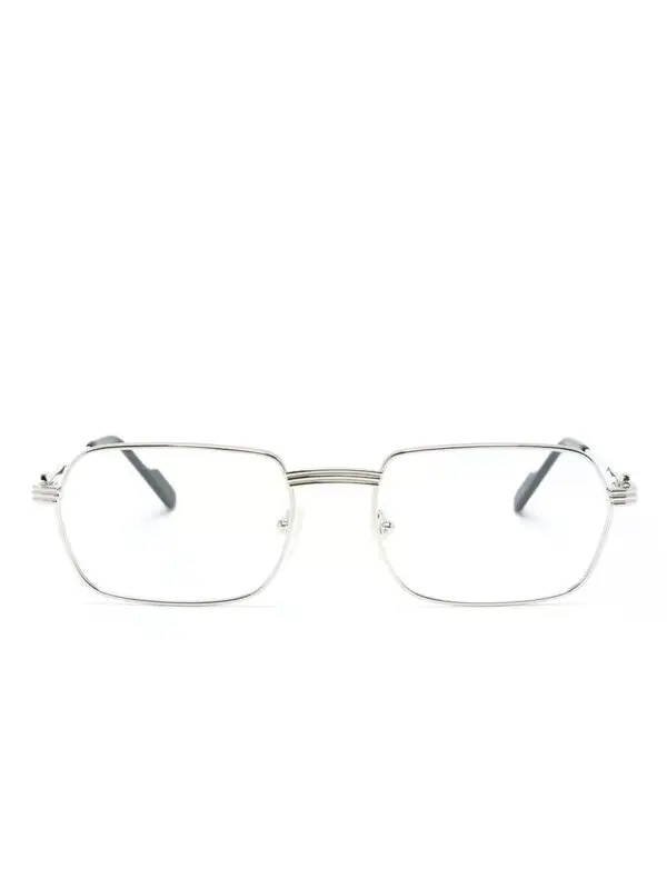 Cartier Polished Rectangle-frame Glasses - Silver