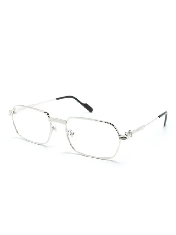 Cartier Polished Rectangle-frame Glasses - Silver