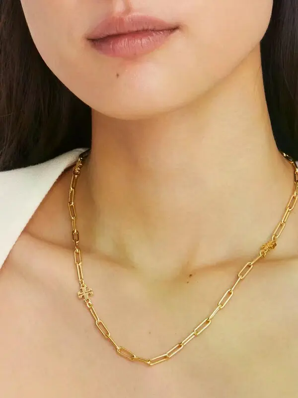 Tory Burch Good Luck Logo-plaque Necklace