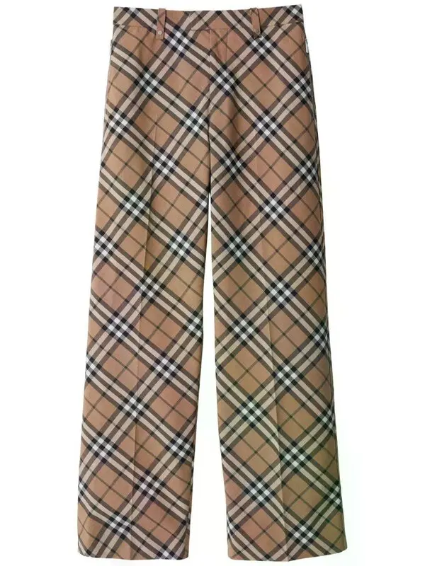 Burberry Checked Tailored Trousers - Neutrals