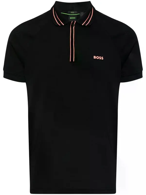 BOSS Logo-print Striped-trim Polo Shirt