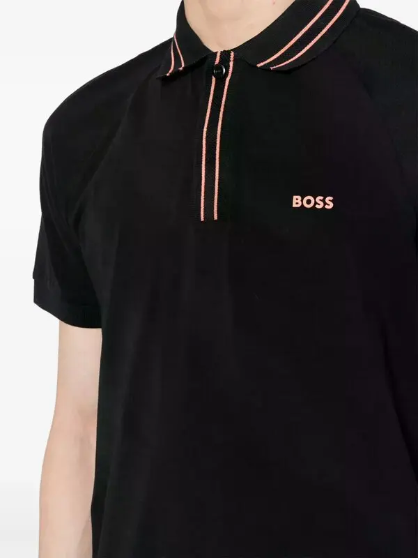 BOSS Logo-print Striped-trim Polo Shirt