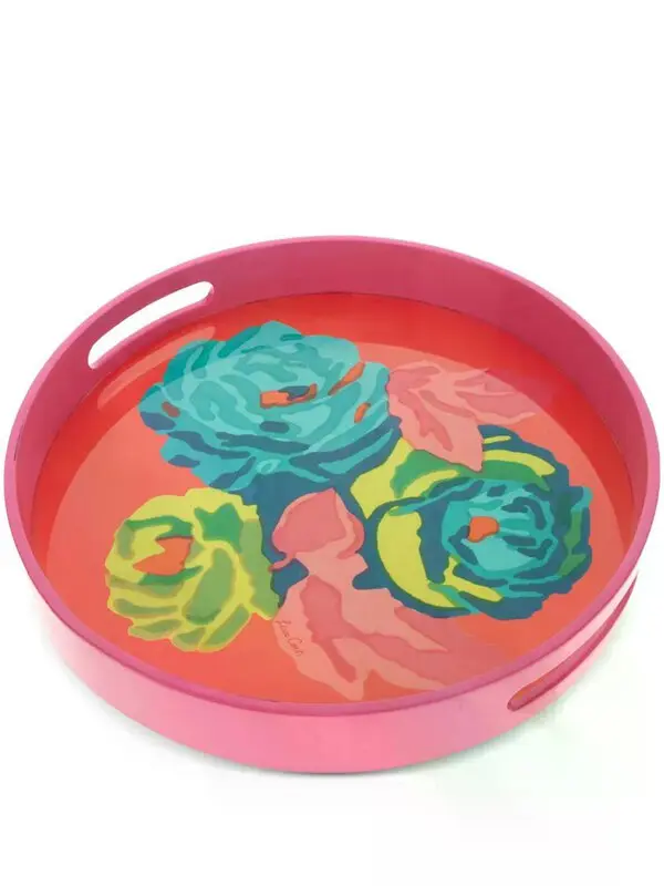 LISA CORTI Nizam Flower Wood Tray - Orange