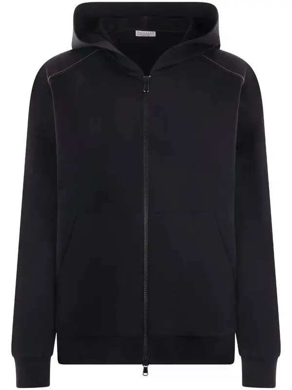 Brunello Cucinelli Jersey Zip Hoodie - Black