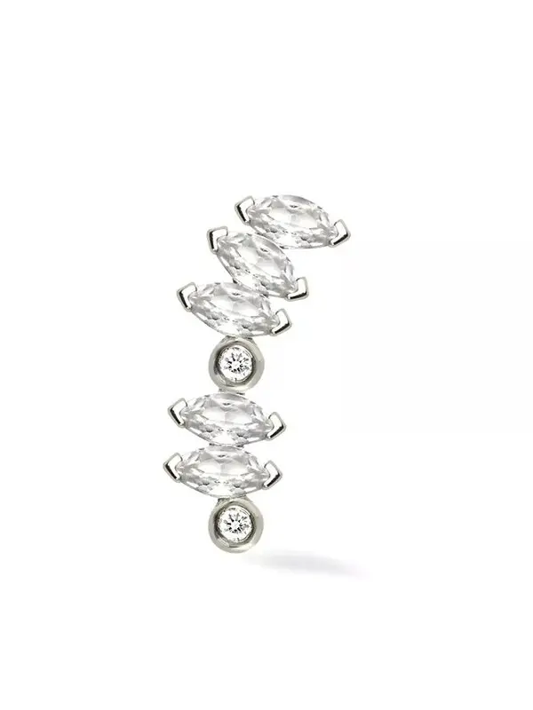 LARK & BERRY 14kt White Gold Sapphire And Diamond Single Stud Earring - Silver