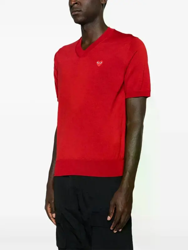 Play Comme Des Garcon Heart Patch Wool Jumper - Red