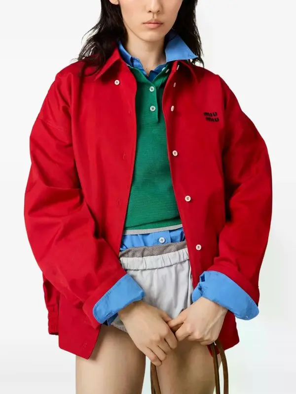 Miu Miu Poplin Blouson Jacket - Red