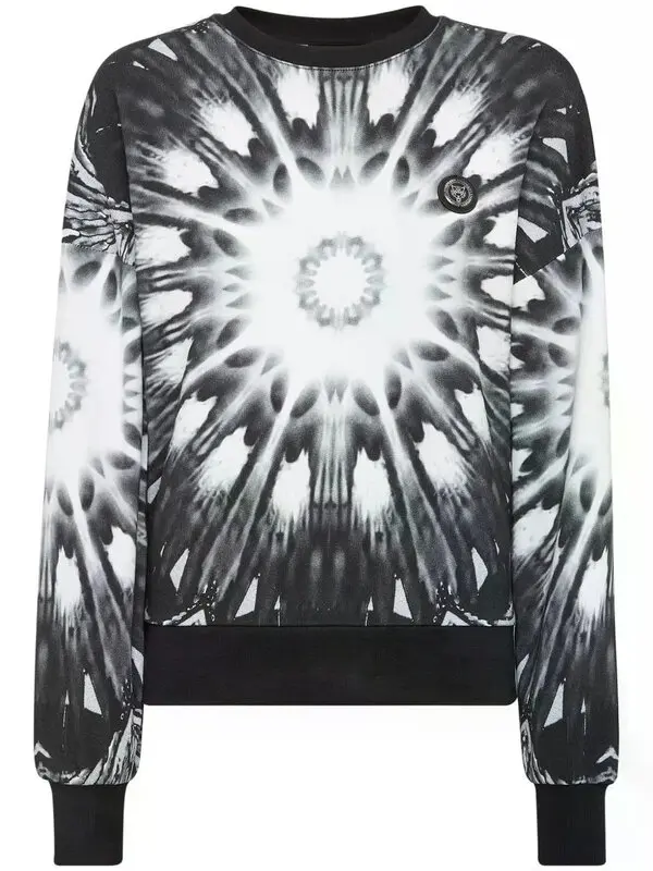 PLEIN SPORT Kaleidoscopic-print Cropped Sweatshirt - Black