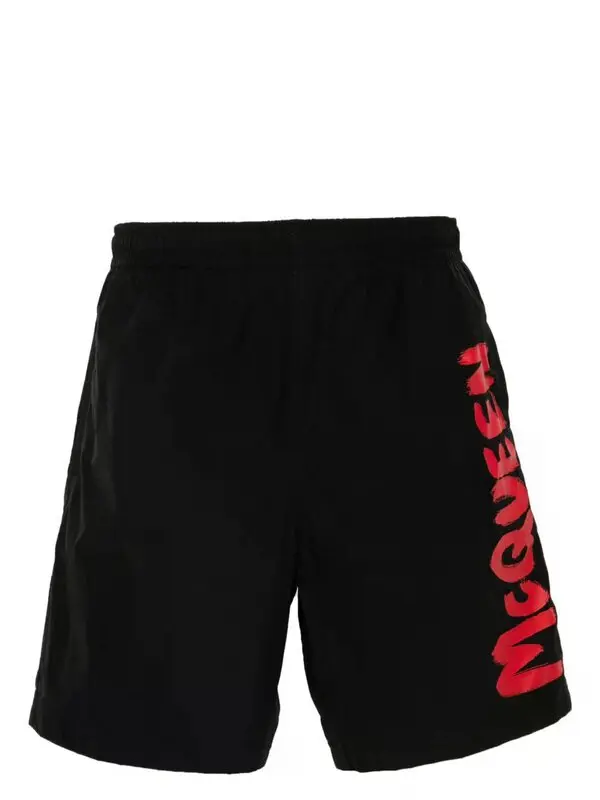 Alexander McQueen Graffiti-print Swim Shorts - Black
