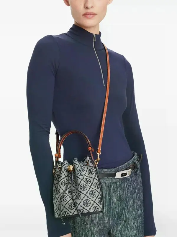 Tory Burch T Monogram Mini Bucket Bag - Blue