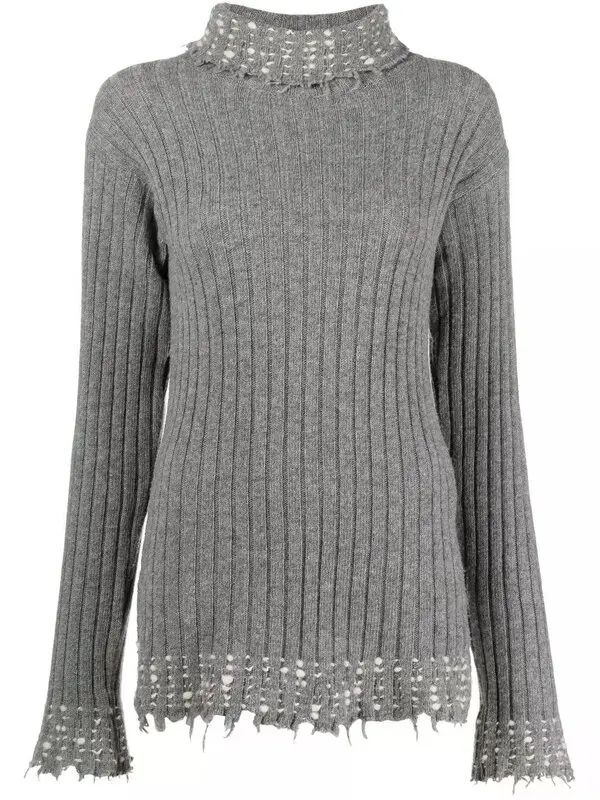 Marni Raw-cut Edge High-neck Knitted Jumper