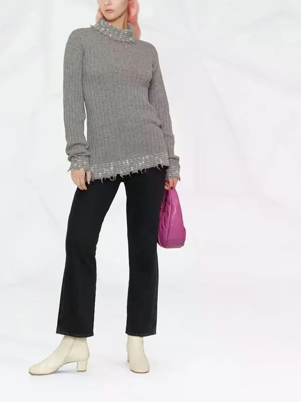 Marni Raw-cut Edge High-neck Knitted Jumper