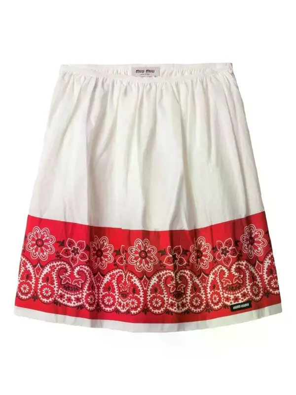 Miu Miu Slubbed Poplin Skirt With Bandana Print