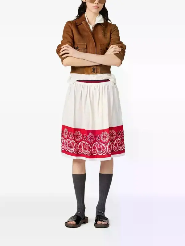 Miu Miu Slubbed Poplin Skirt With Bandana Print