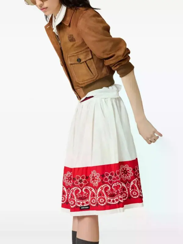 Miu Miu Slubbed Poplin Skirt With Bandana Print