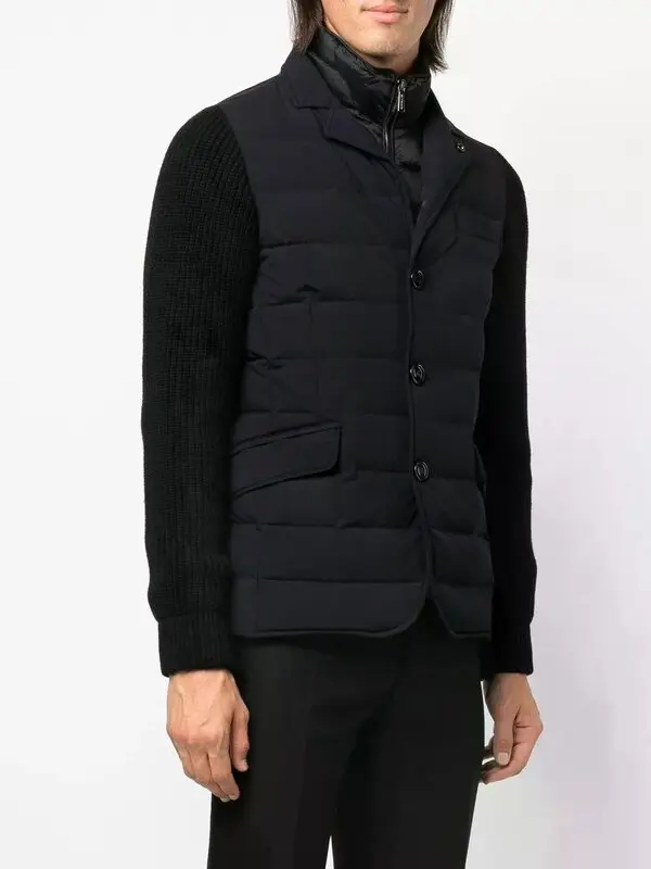 MOORER Button-up Padded Down Jacket - Blue