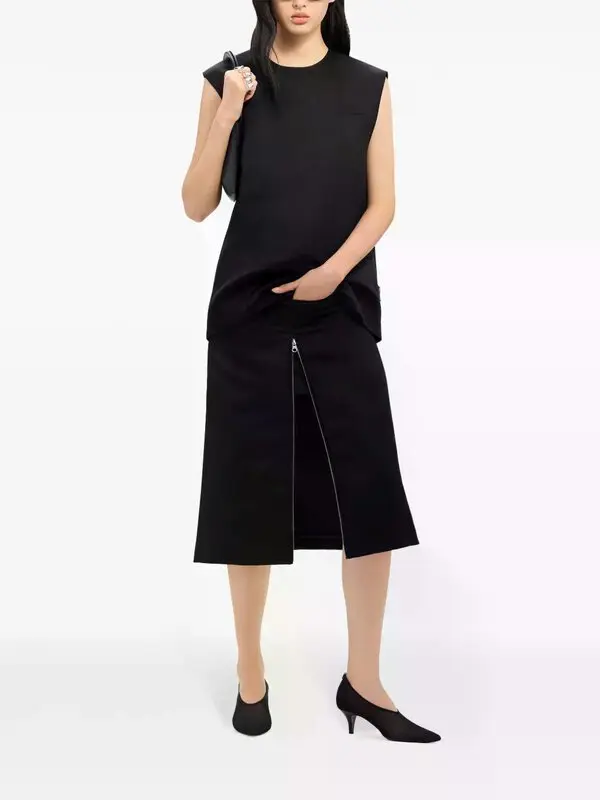 COURREGES Zip-detail Satin Midi Skirt