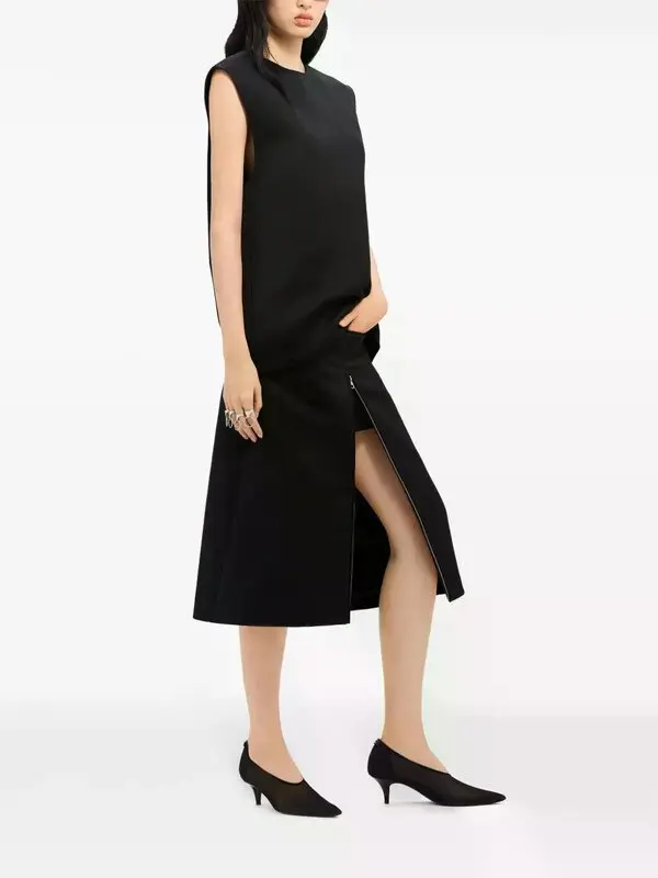 COURREGES Zip-detail Satin Midi Skirt