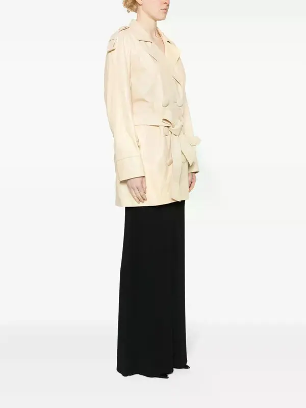 Attico Double-breasted Leather Coat